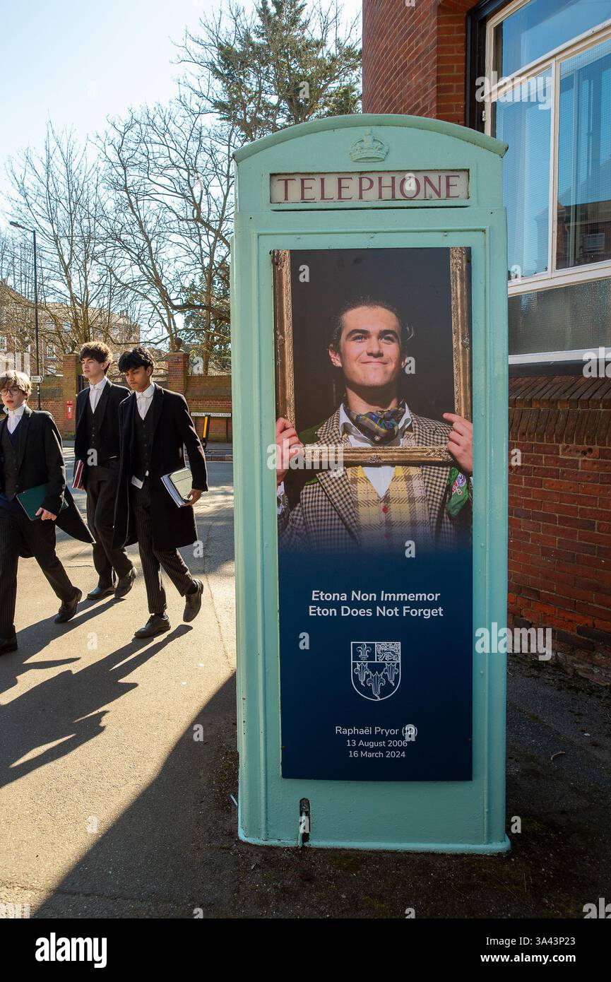 Eton, UK. 18th March, 2025. An Eton Does Not Forget memorial tribute to ...
