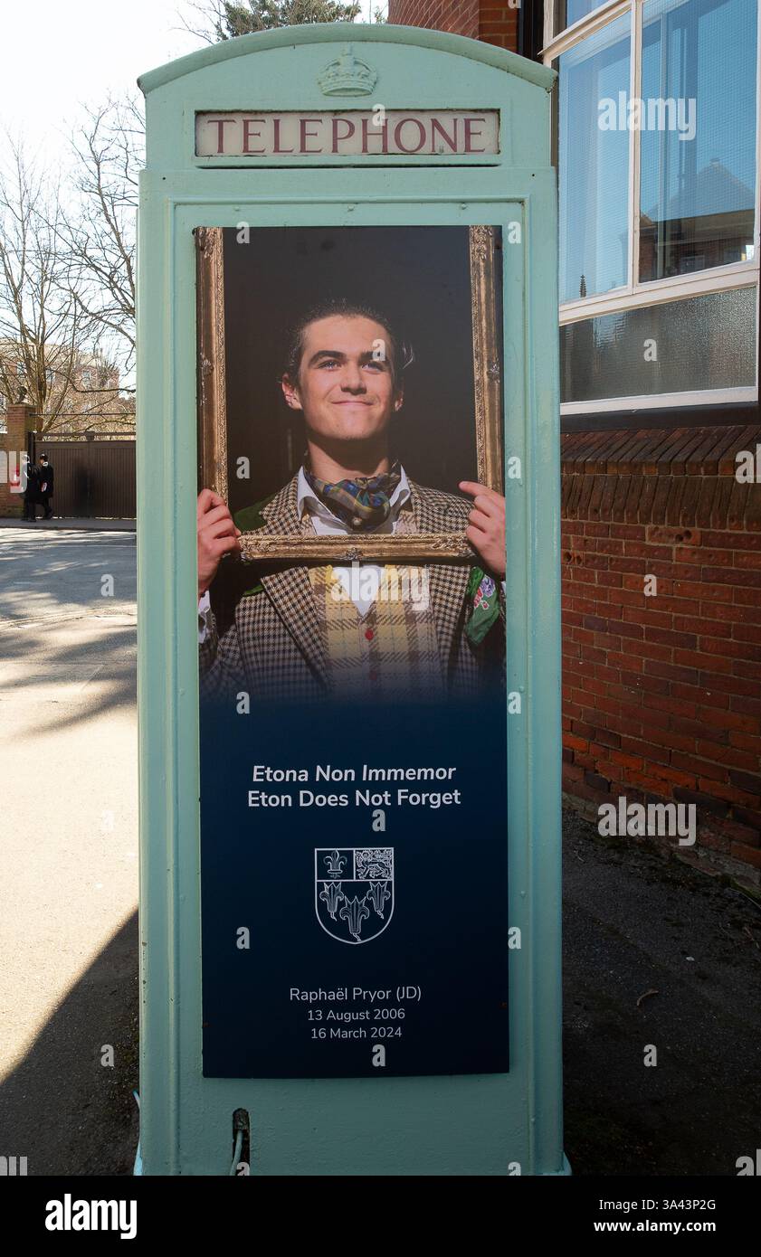 Eton, UK. 18th March, 2025. An Eton Does Not Forget memorial tribute to ...