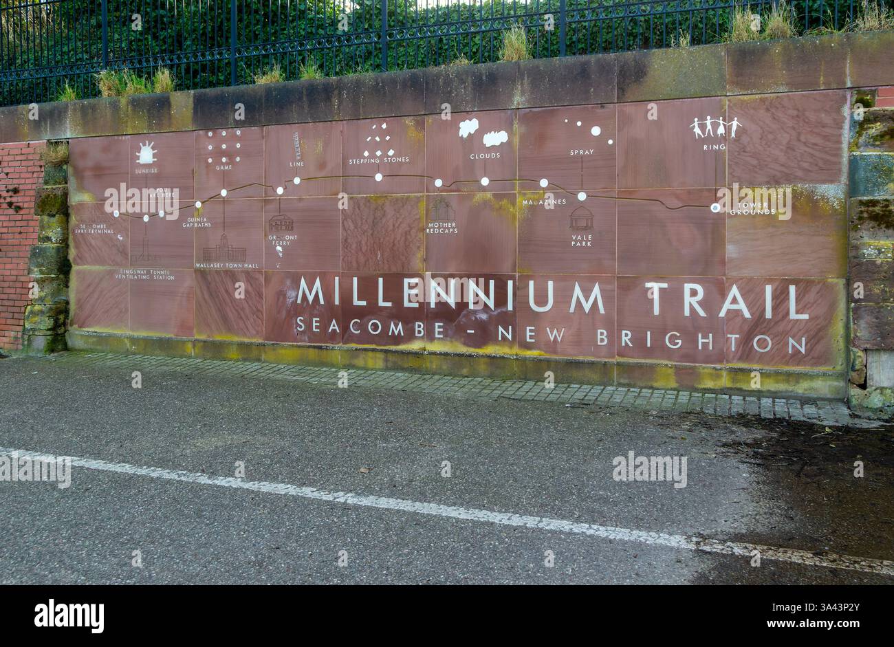 Millennium Trial map to New Brighton on wall at Seacombe, Wallasey ...