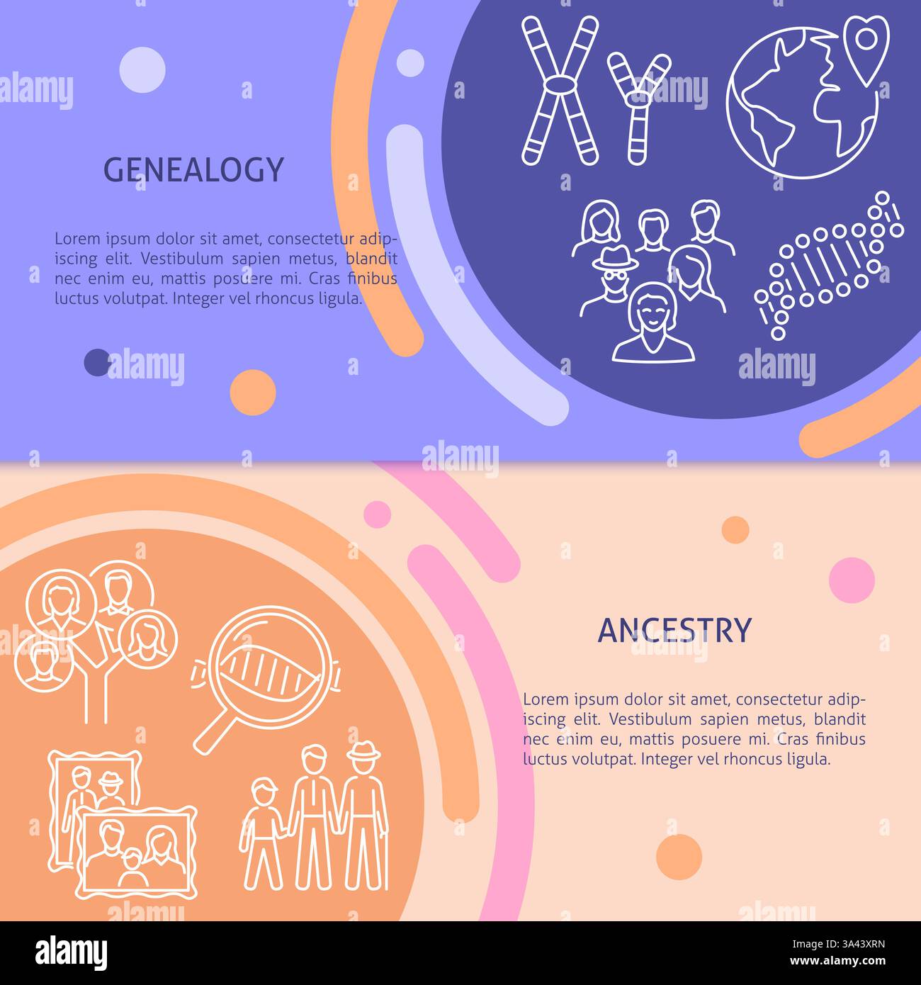 Genealogy and ancestry banner template with place for text. Vector ...