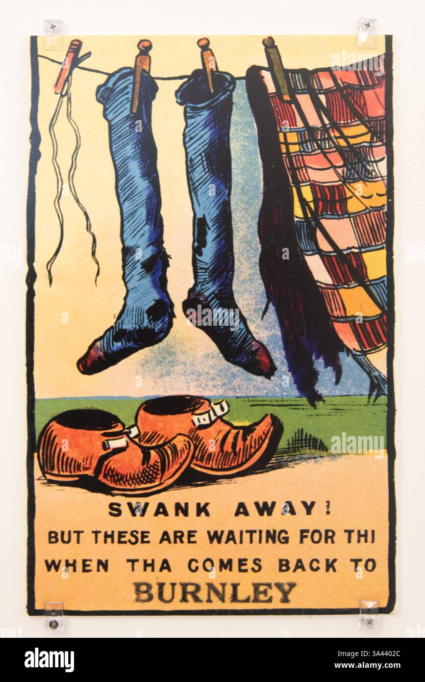 An image from a vintage postcard on display at Clitheroe Castle ...