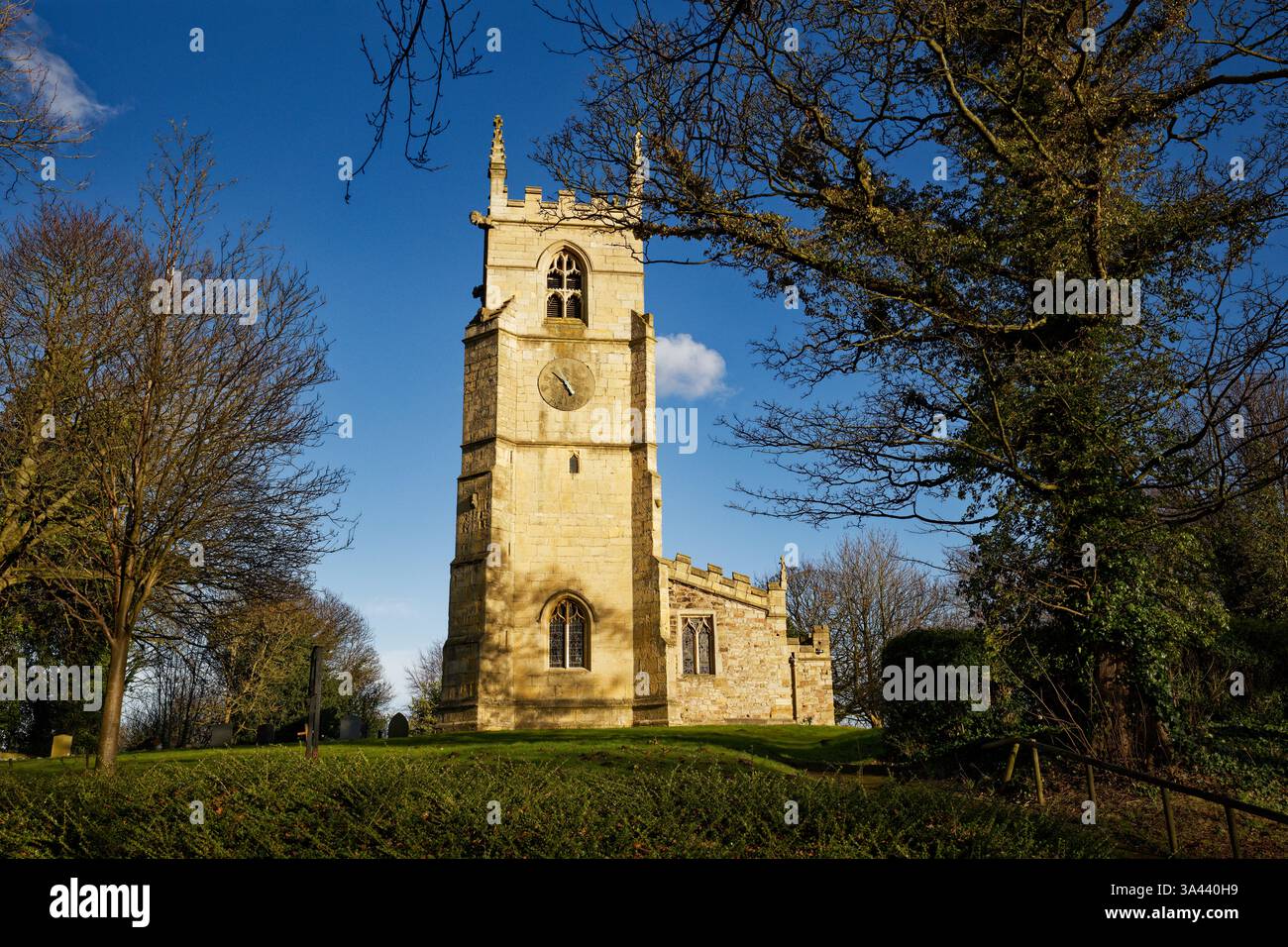 The imposing limestone tower of High Melton church, Doncaster, South ...