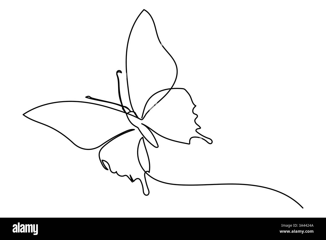Butterfly single-line art elegantly captures the delicate beauty of a ...