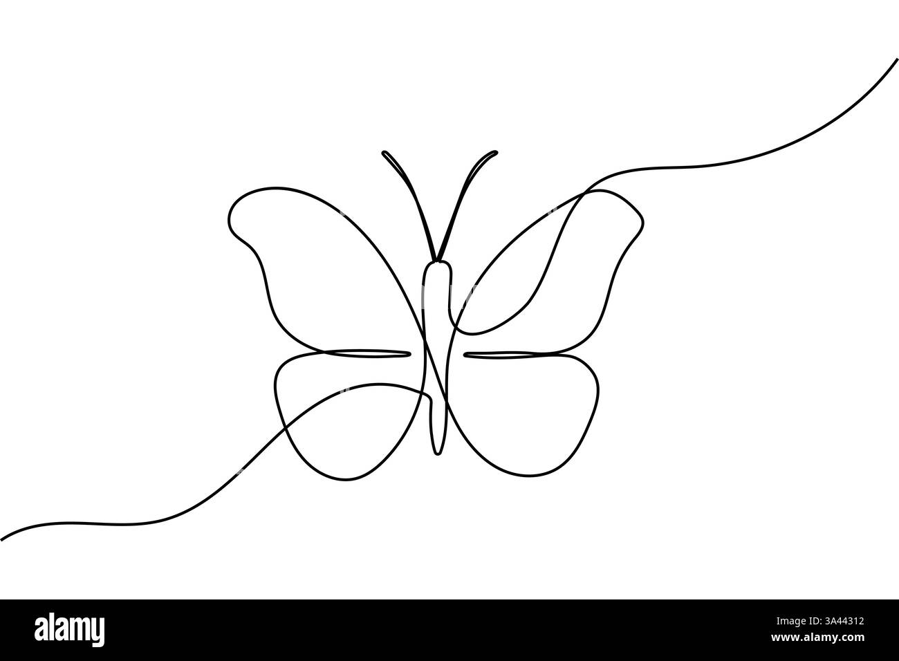 Butterfly single-line art elegantly captures the delicate beauty of a ...