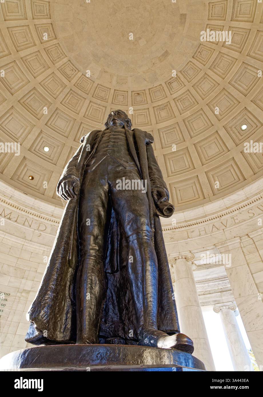 The Jefferson Memorial interior is dominated by a 19-foot-tall bronze ...