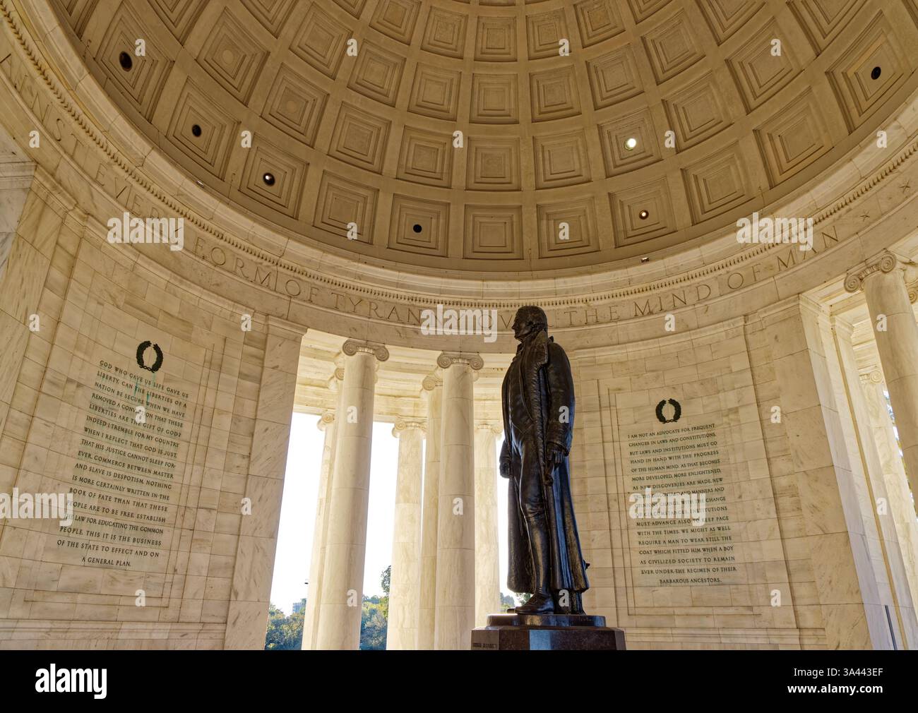 The Jefferson Memorial interior is dominated by a 19-foot-tall bronze ...