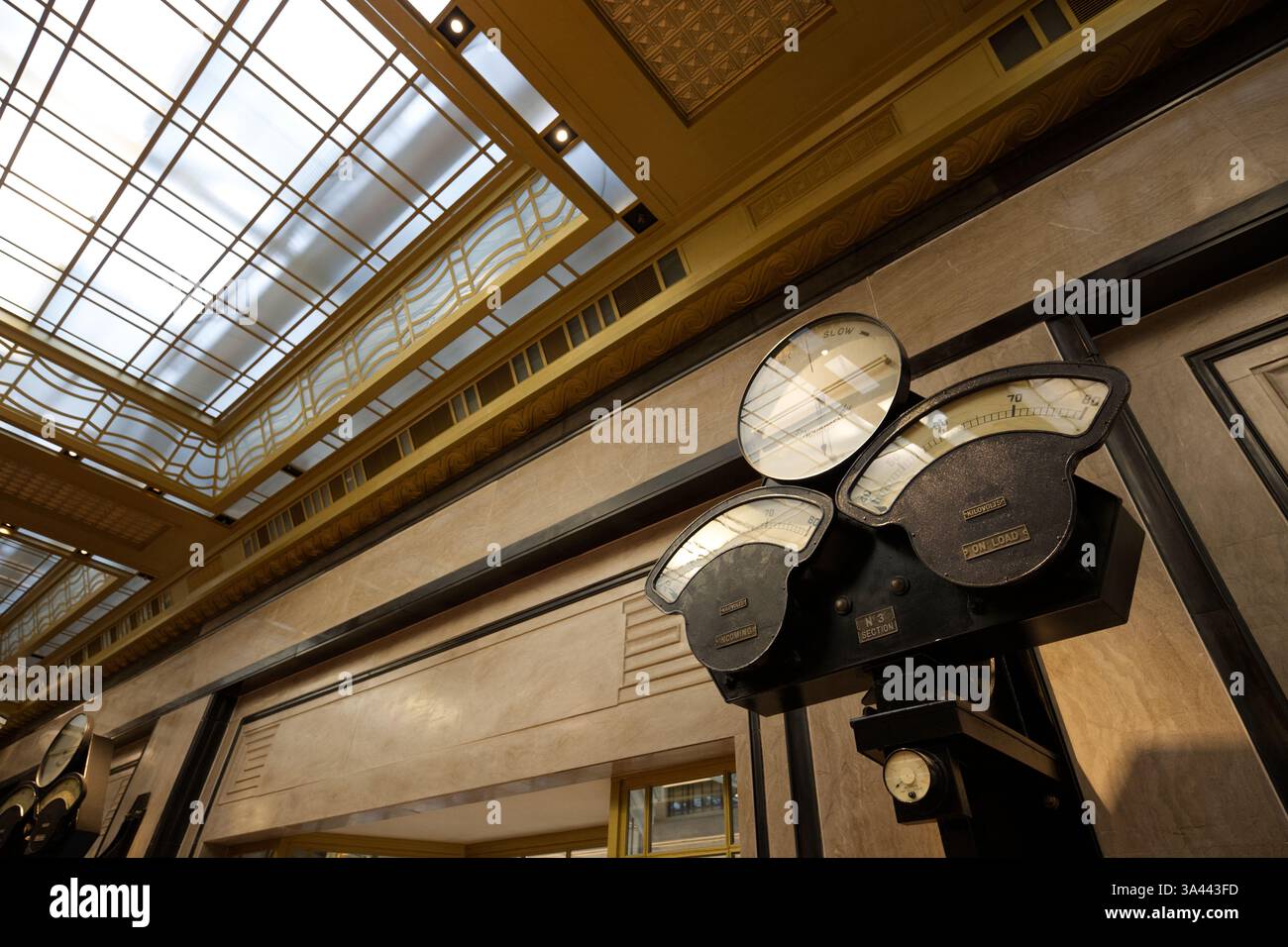 A vintage Synchroscope in Control Room A of Battersea Power Station ...