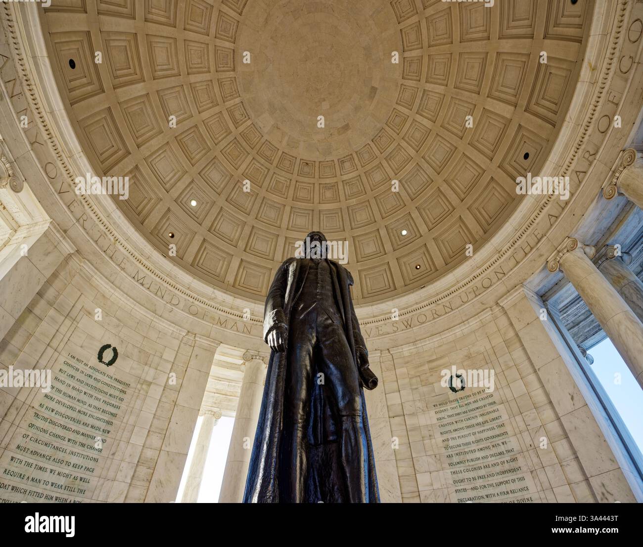 The Jefferson Memorial interior is dominated by a 19-foot-tall bronze ...
