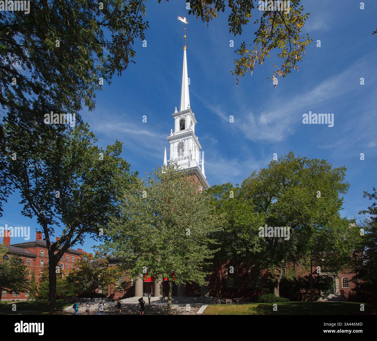 The Memorial church historical protestant brick building with a long ...