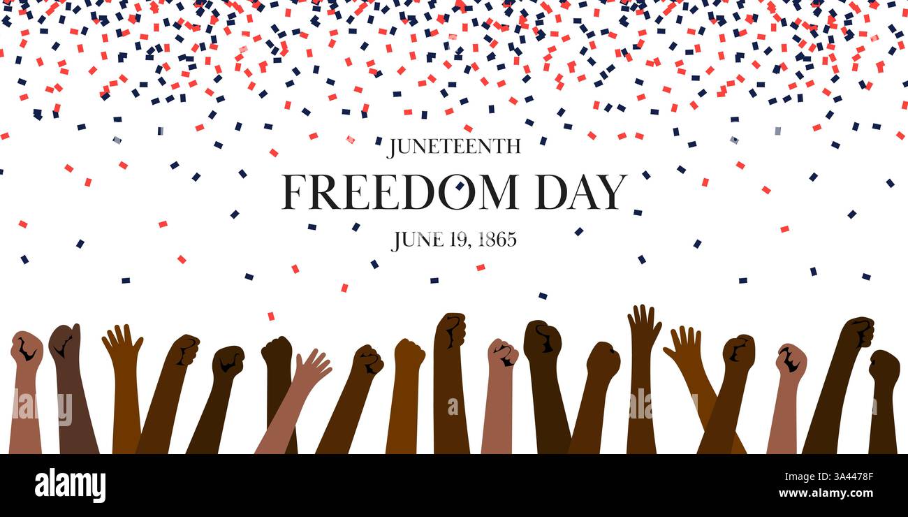 Juneteenth Freedom Day celebration illustration. Raised fists in ...