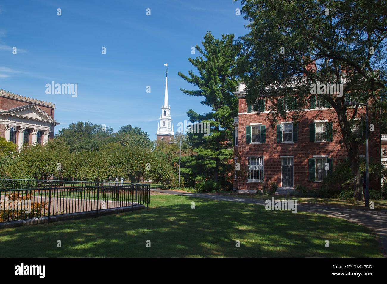 The Memorial church historical protestant brick building with a long ...