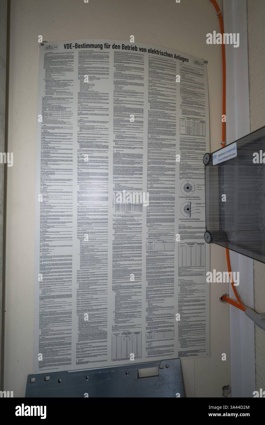 An extensive poster with regulations for the operation of electrical ...