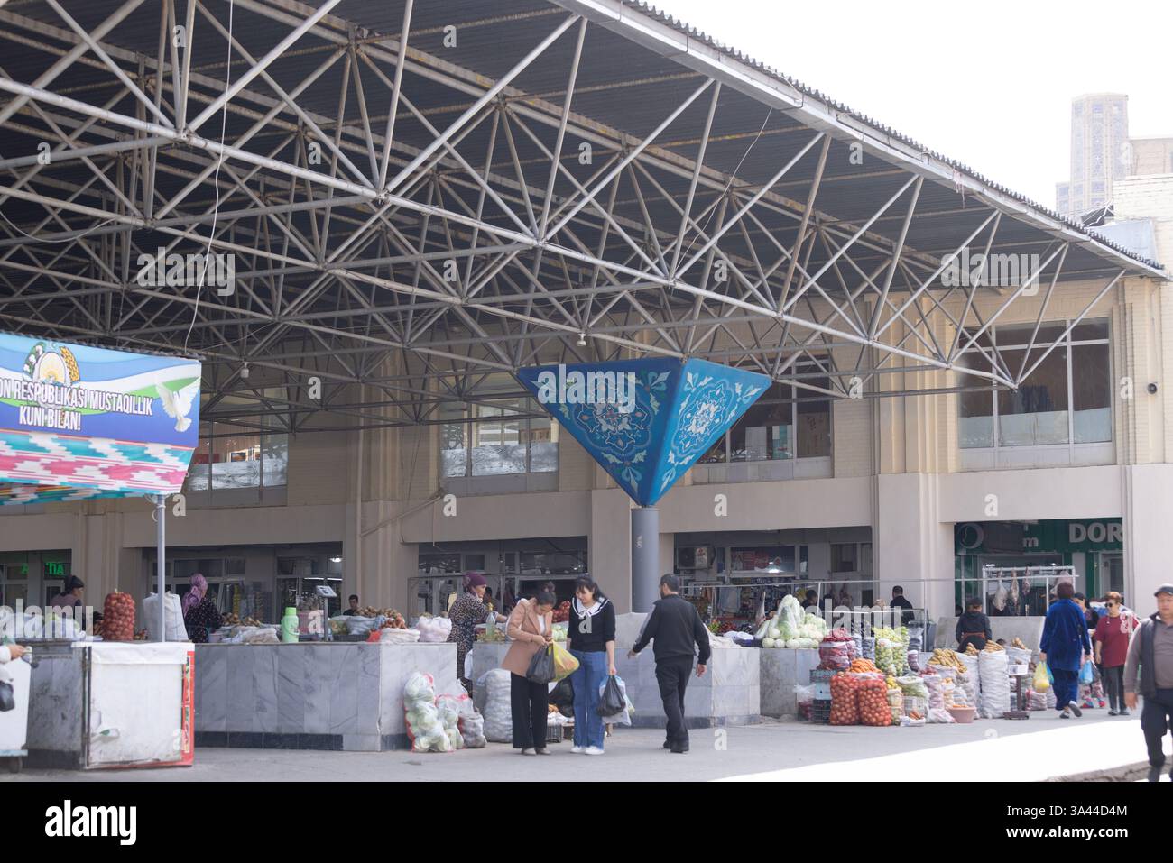 Samarkand, Uzbekistan October 1 2024: the exterior of wet market area ...