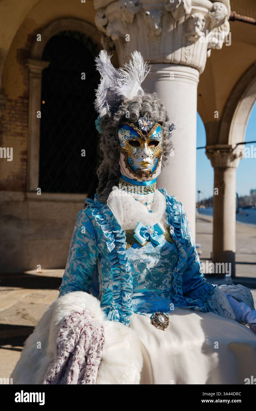 Italian Carnival Figure: Masked and Ornate with Peacock Feathers Stock ...