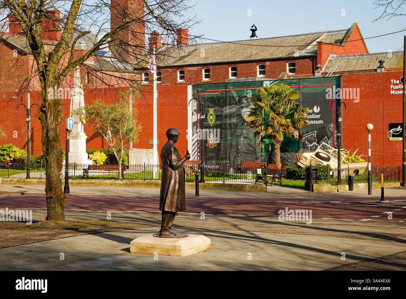 The statue of Bury comedian Victoria Wood looks toward the Bury ...