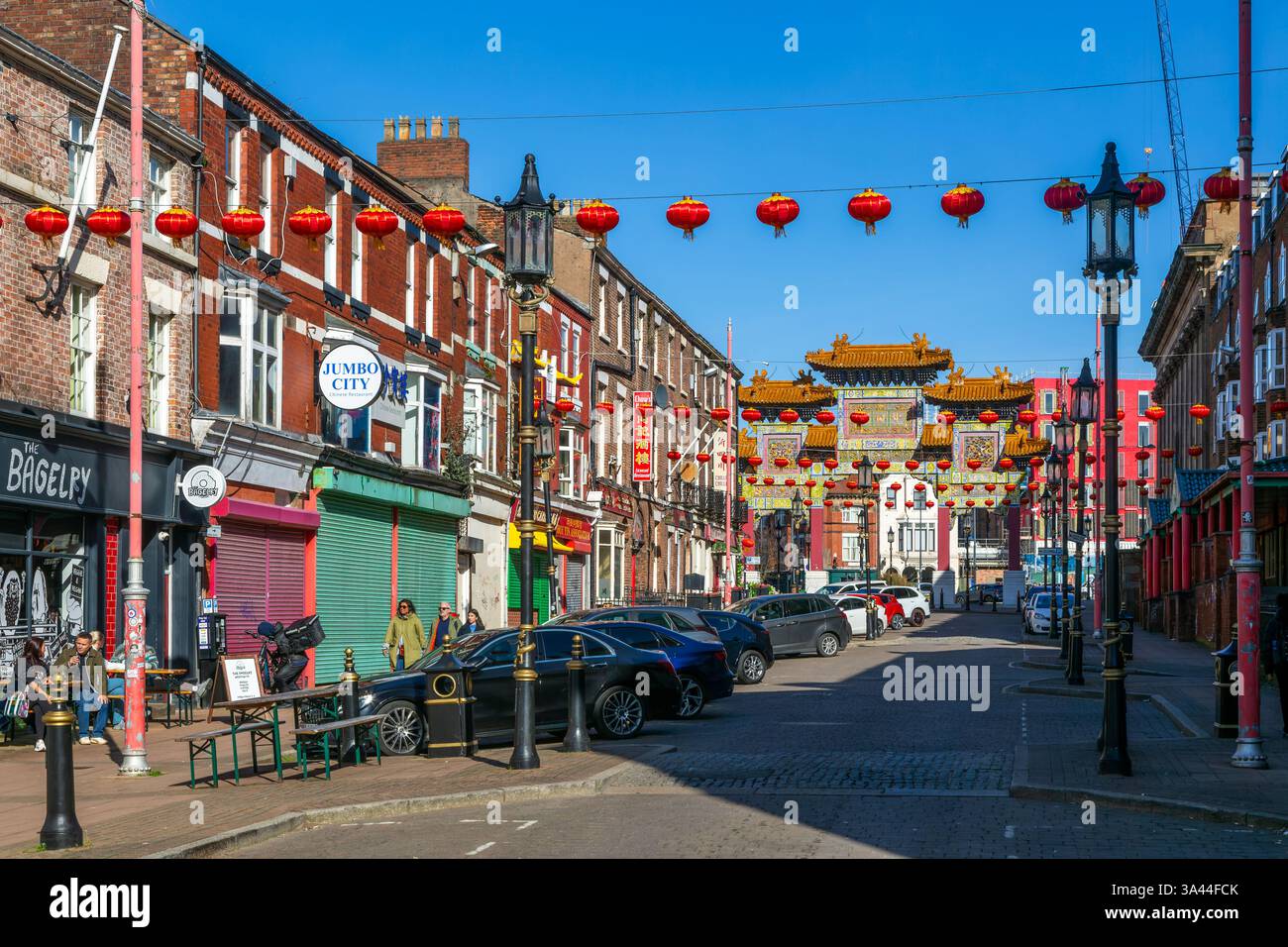 Chinese restaurants and shops in Chinatown, Nelson Street, Liverpool ...