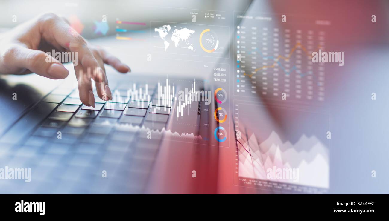 Analyzing Financial Data Trends with Interactive Digital Visualization Tools Stock Photo - Alamy