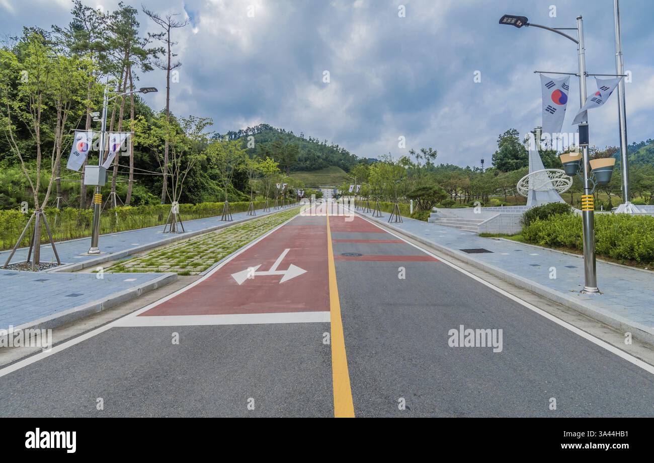 Geosan, South Korea, August 26, 2020:, Road through Geosan National ...