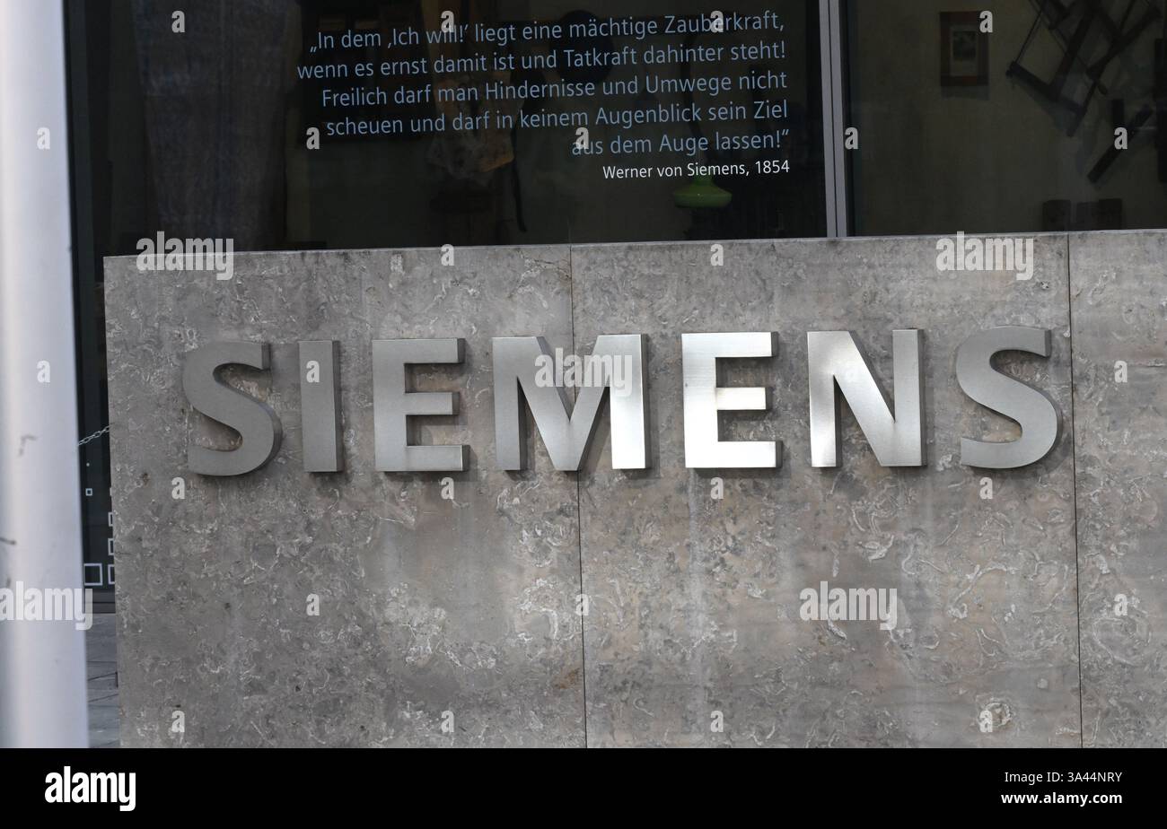 Munich, Germany. 18th Mar, 2025. The lettering "Siemens" stands at the Siemens headquarters on ...