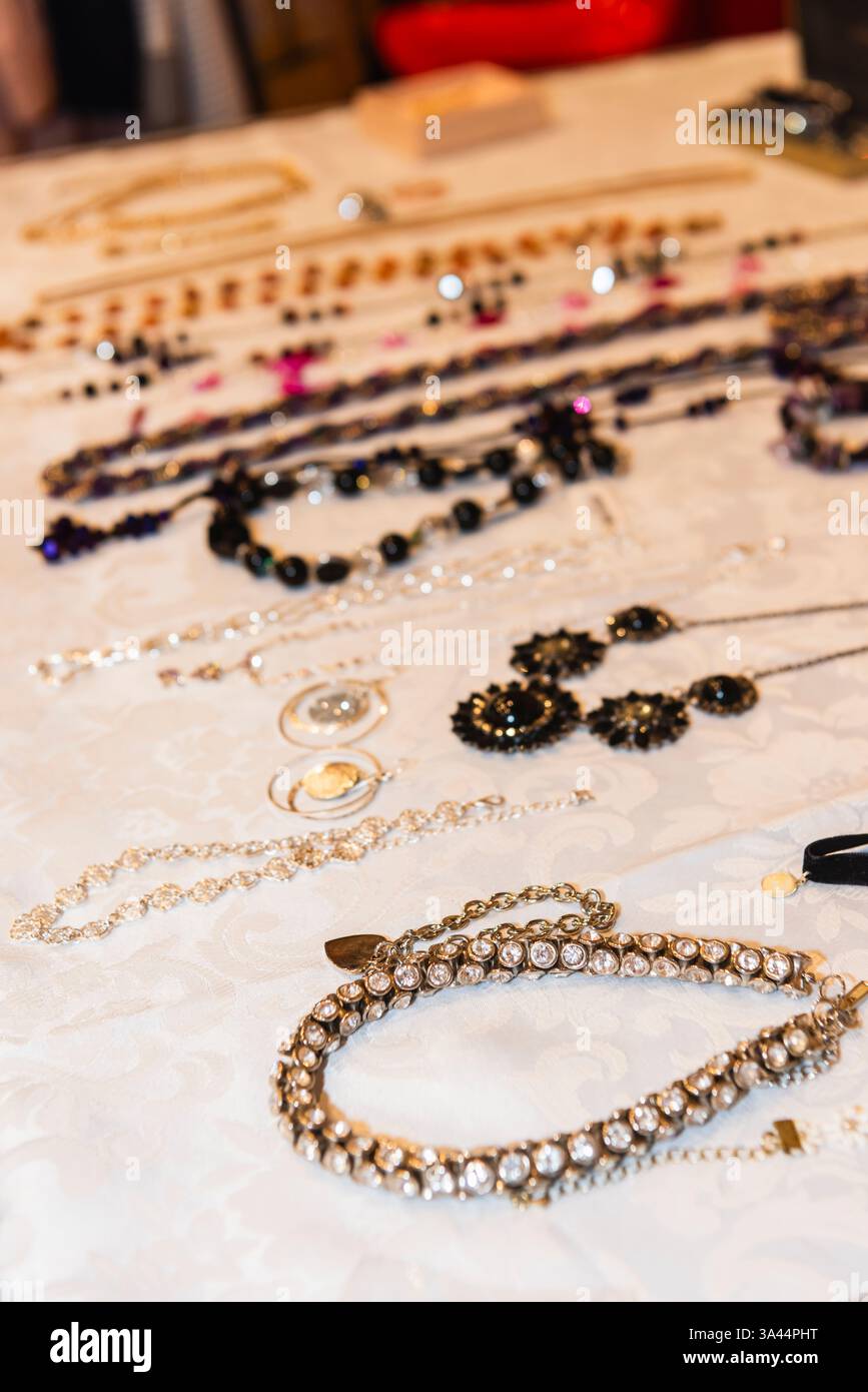 Handmade jewellery for sale at a market stall Stock Photo - Alamy