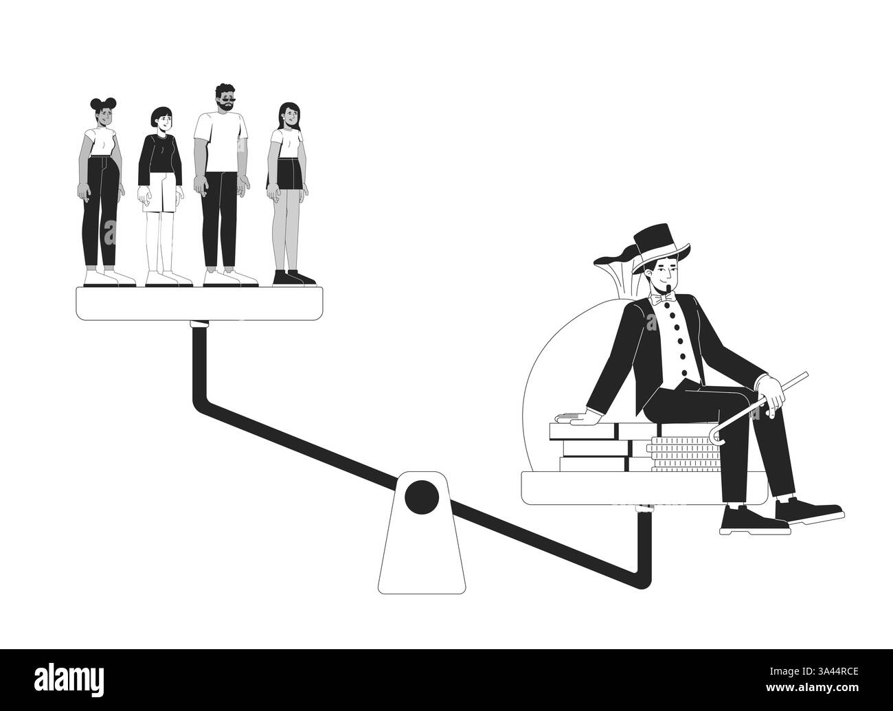 Oligarchy and wealth inequality line illustration concept Stock Vector ...