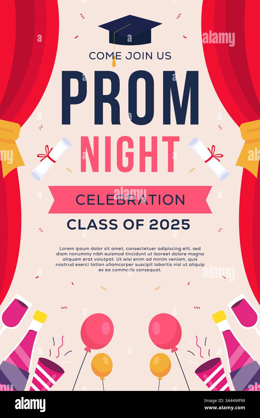prom night celebration class of 2025 poster illustration Stock Vector Image & Art - Alamy