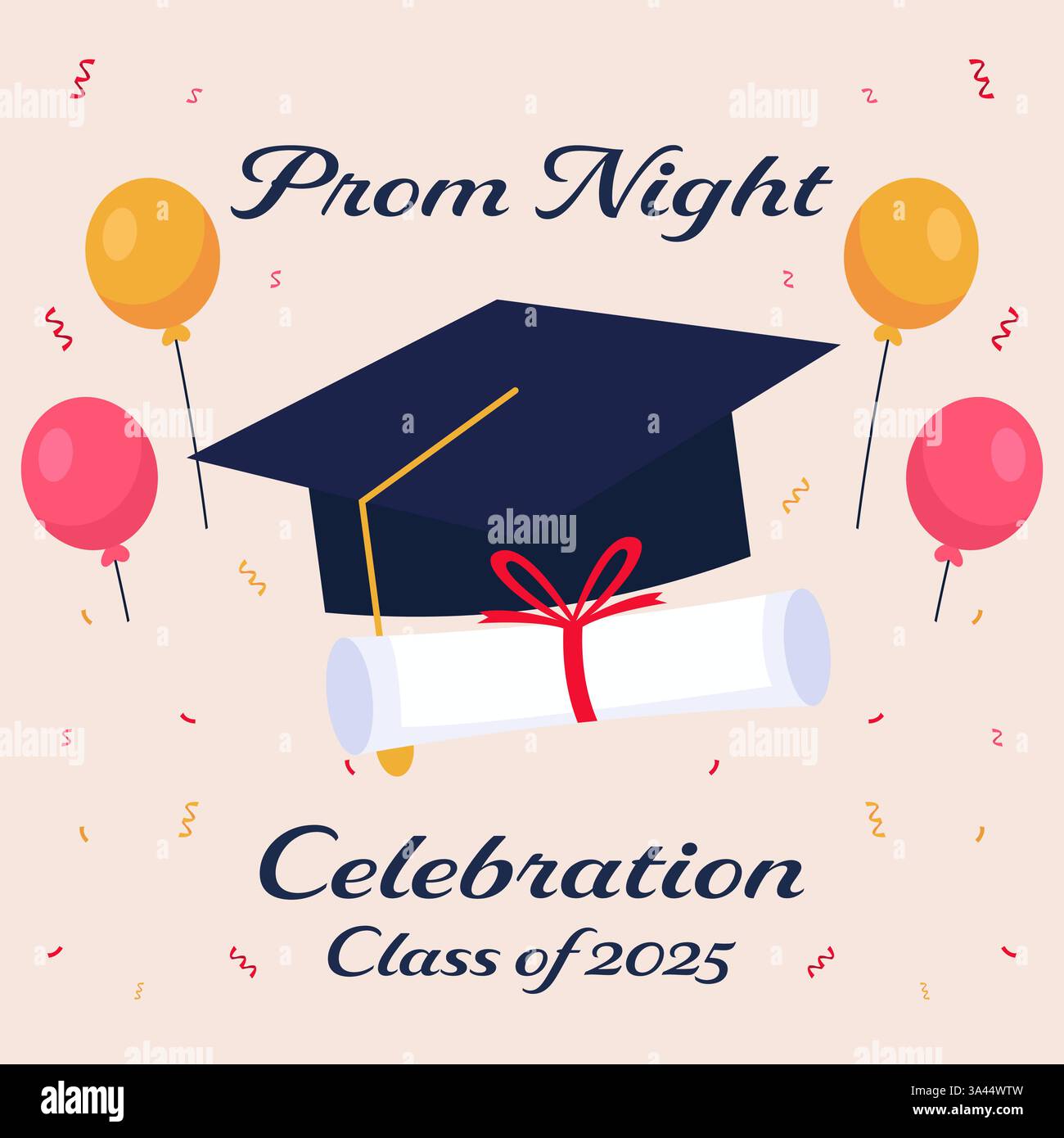 prom class of 2025 illustration in flat style design Stock Vector Image ...