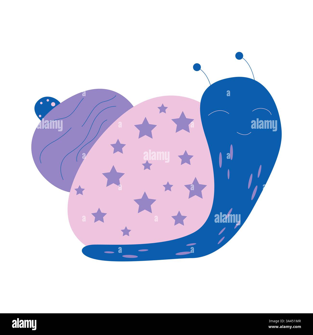 A whimsical cartoon snail design in purple and pink, featuring charming ...
