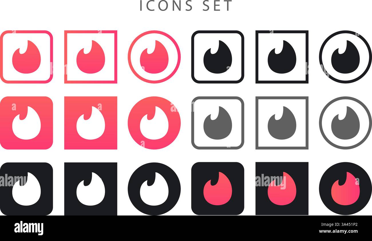 Set of tinder logo in different shape. Vector icons isolated on white ...