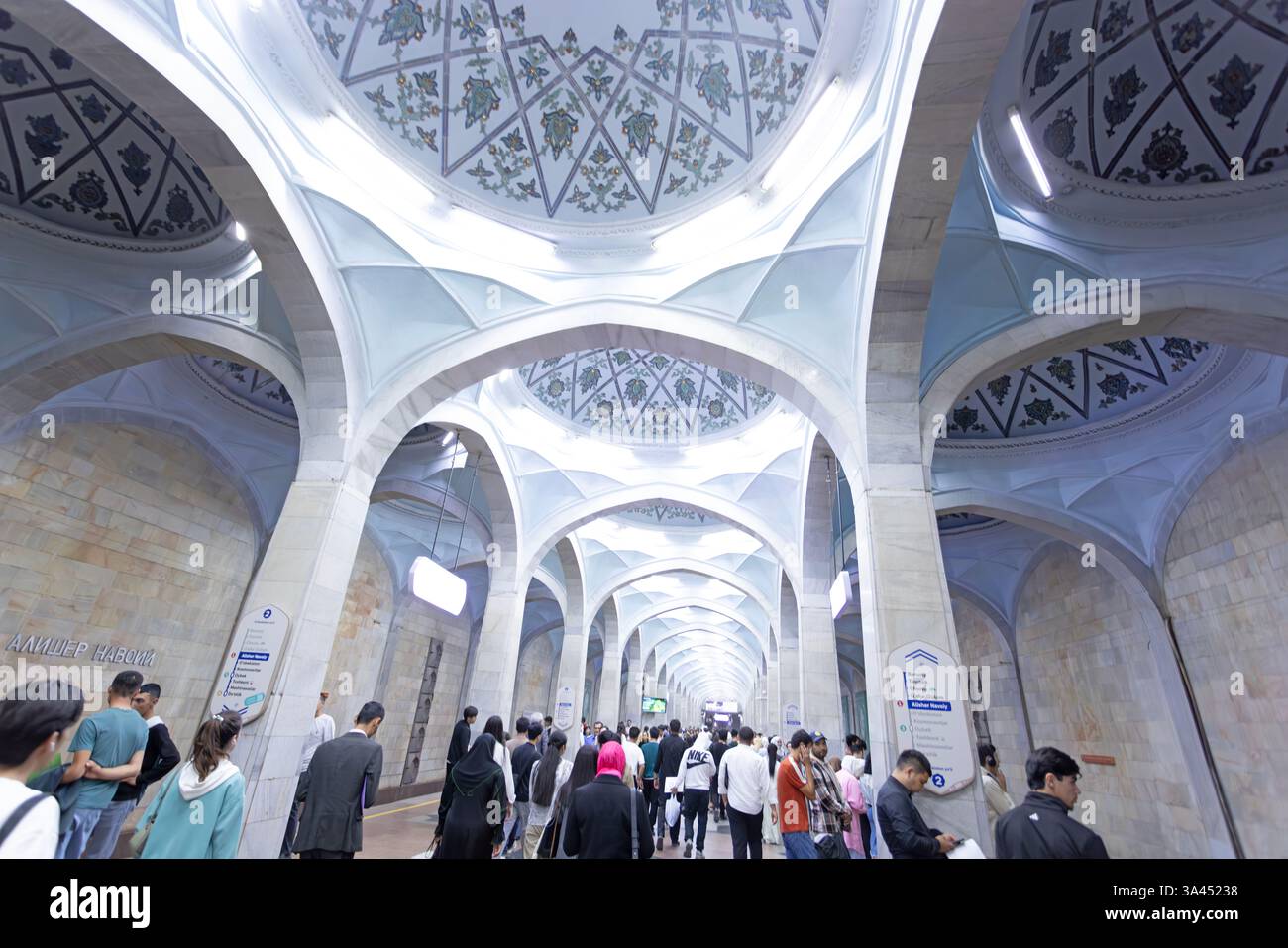 Tashkent, Uzbekistan, October 5 2024: crowd of people pass through the ...