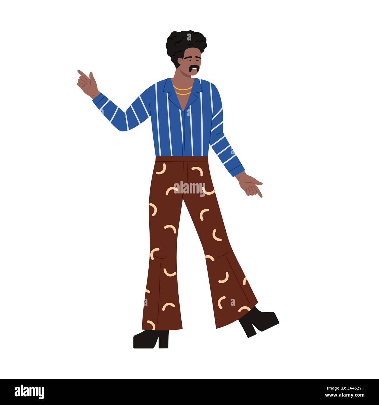 A stylishly fashionable man dressed in vibrant retro clothing is ...