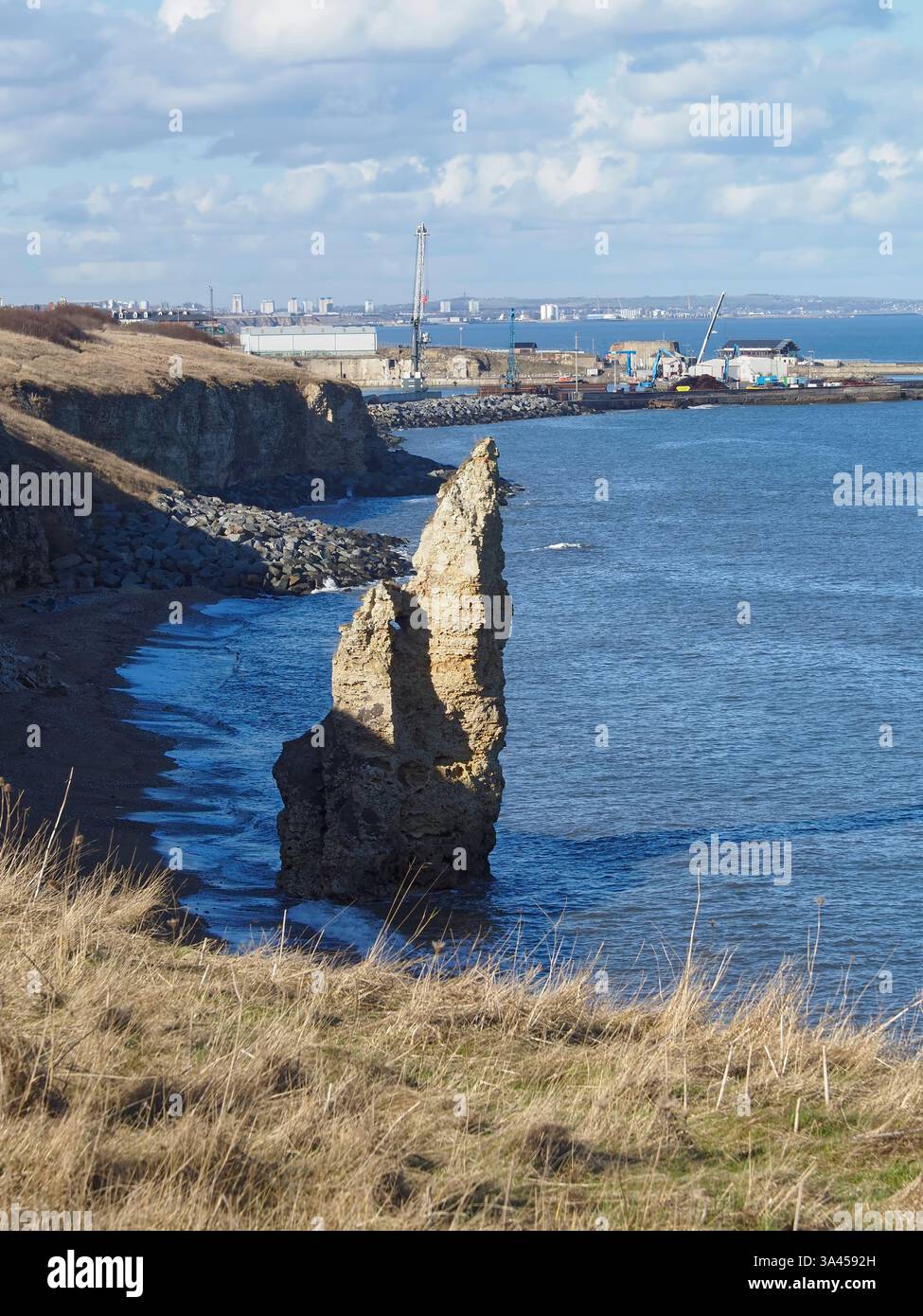 Sea Stack on Chemical beach, Seaham,County Durham,England,UK Stock ...
