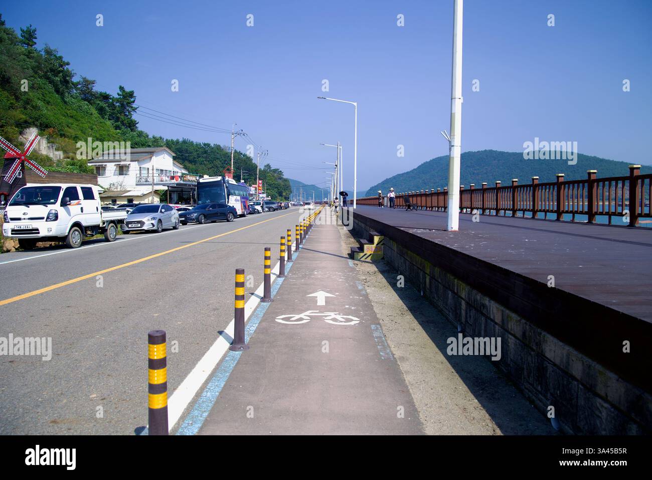 Gwangyang City, South Korea - October 3, 2021: A designated bike lane ...