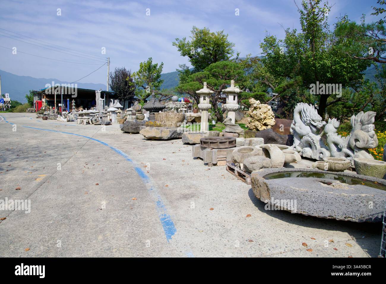Gwangyang, South Korea - October 3rd, 2021: A roadside stone sculpture ...