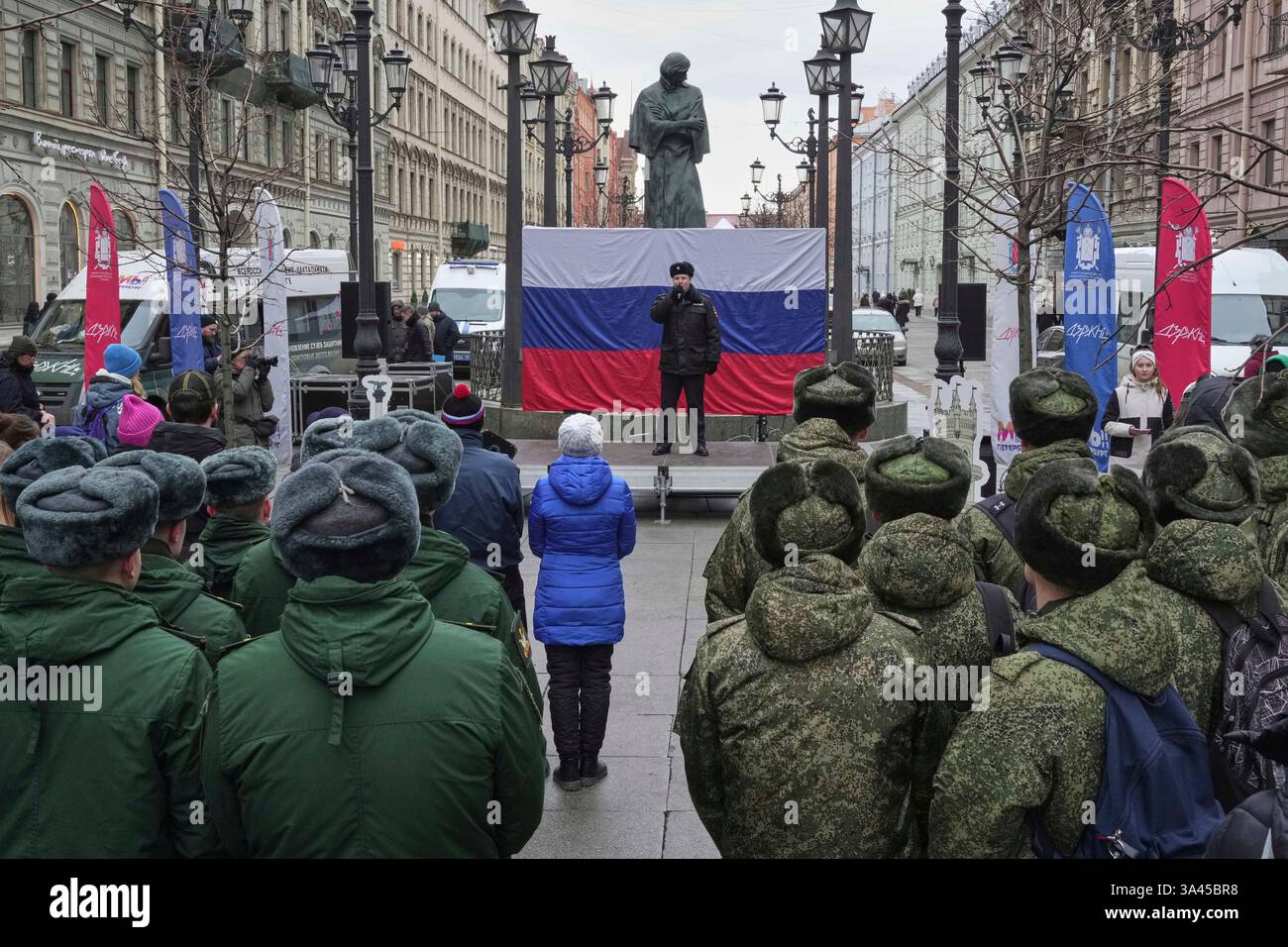 A police officer sings during a concert to mark the 11-year anniversary ...