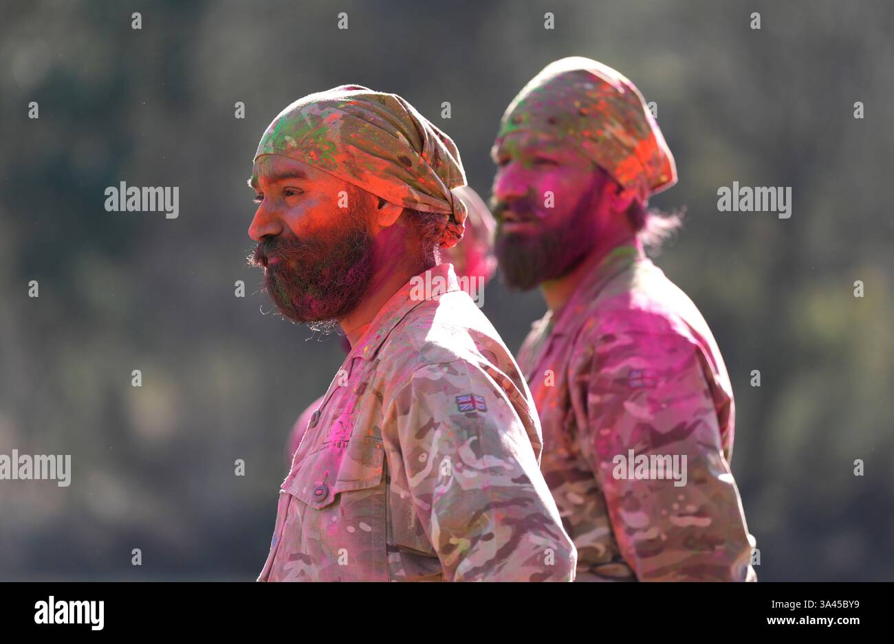 Two Sikh soldiers of the British Army after taking part in Rang, where ...