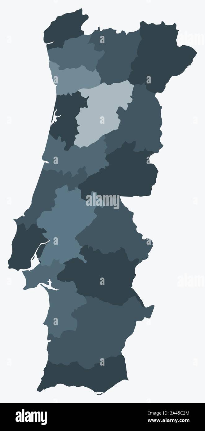 Map of Portugal with regions. Just a simple country border map with ...