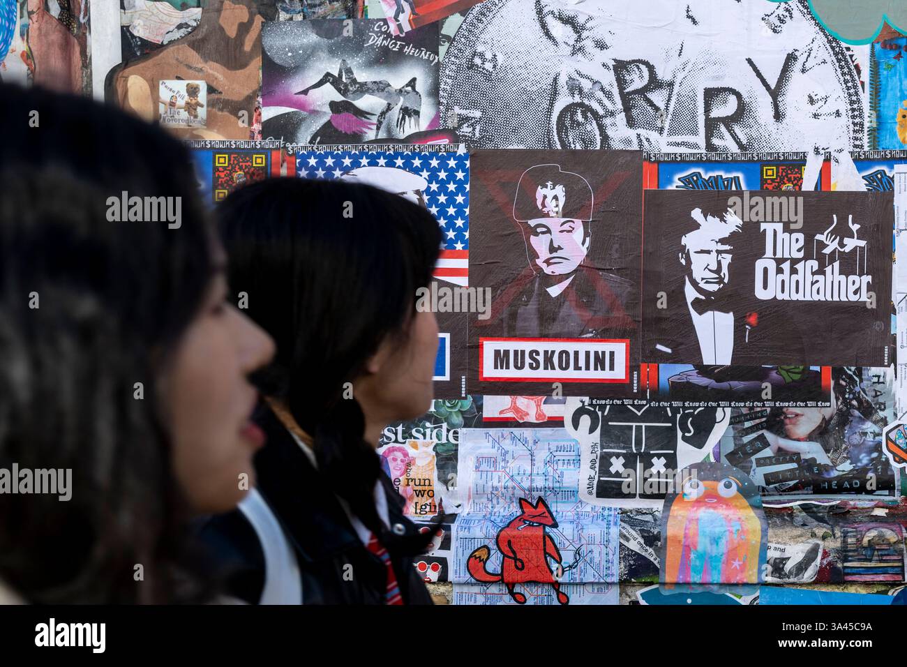 London, UK. 18 March 2025. Politically related posters have been ...