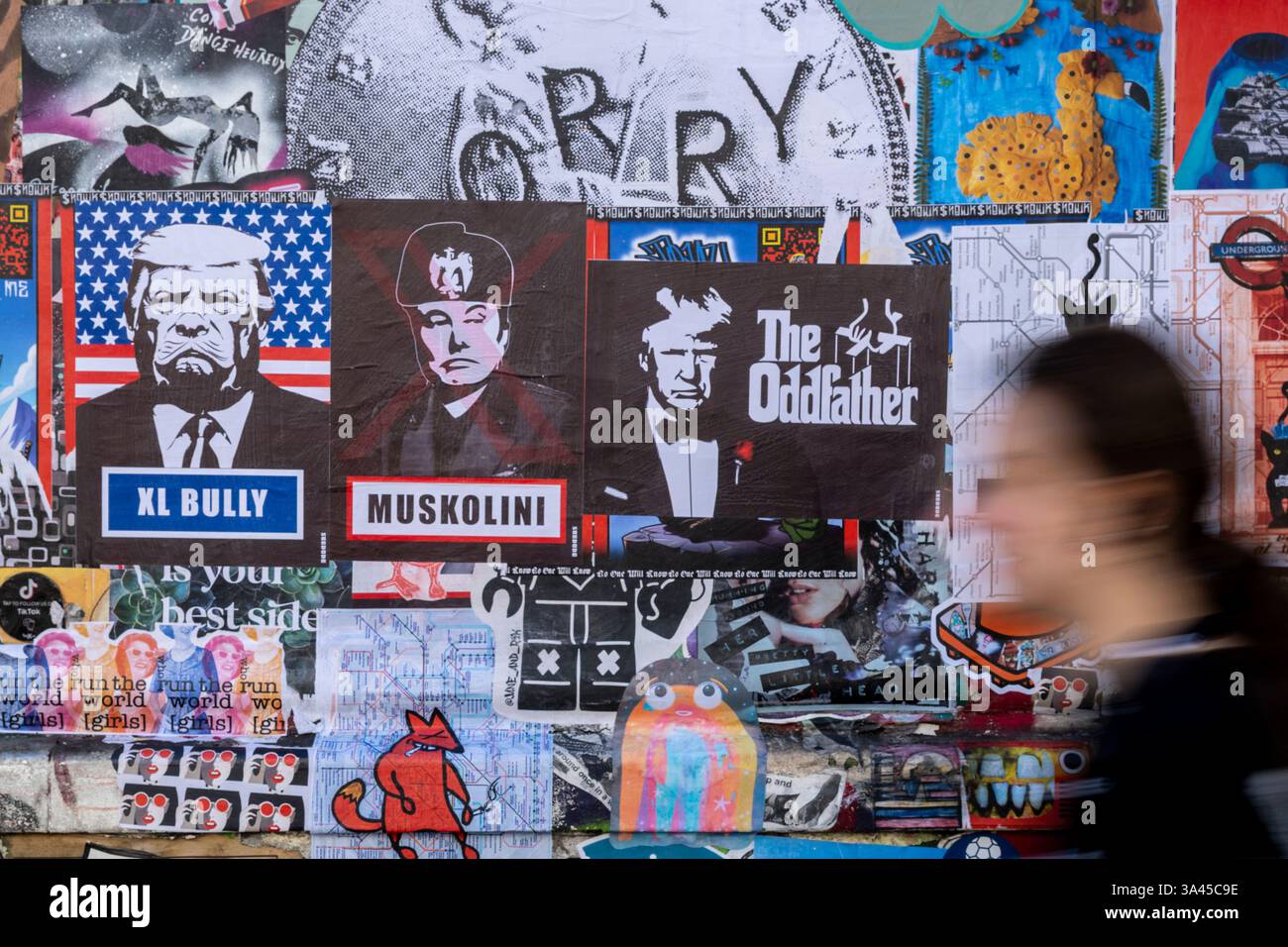 London, UK. 18 March 2025. Politically related posters have been ...