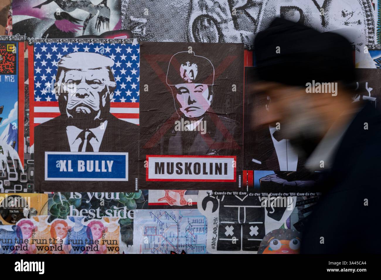 London, UK. 18 March 2025. Politically related posters have been ...