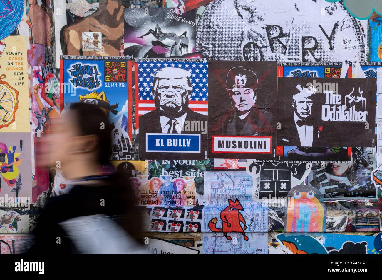 London, UK. 18 March 2025. Politically related posters have been ...