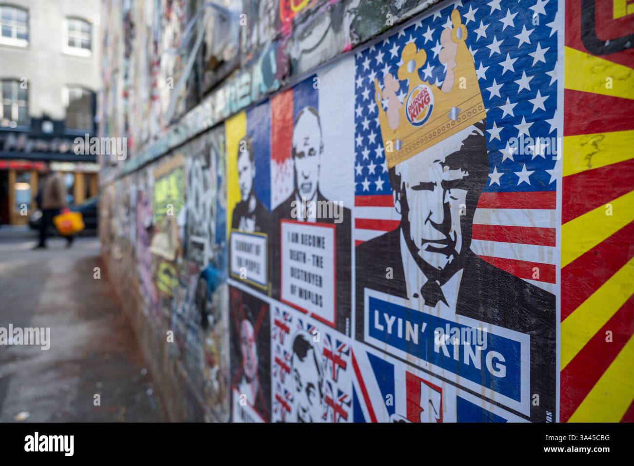 London, UK. 18 March 2025. Politically related posters have been ...