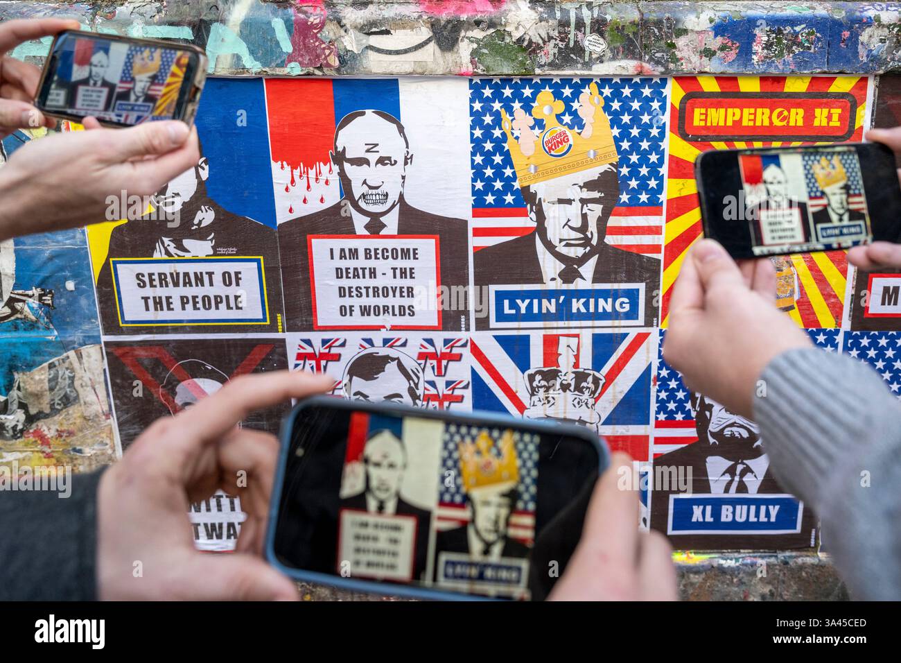 London, UK. 18 March 2025. Politically related posters have been ...