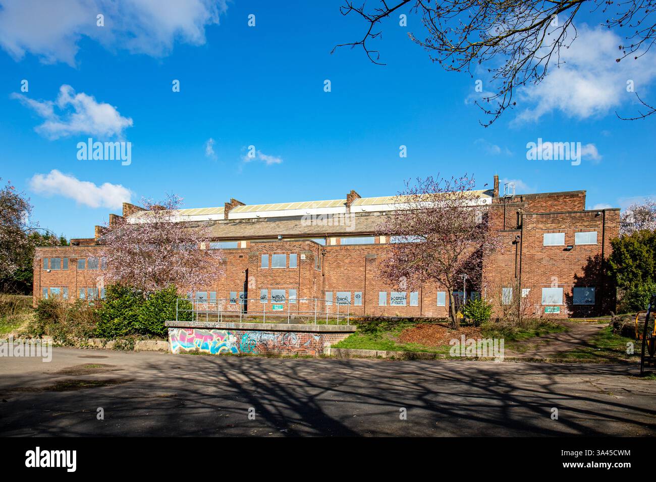Closed down and boarded up Crewe Corporation Public Swimming Baths ...