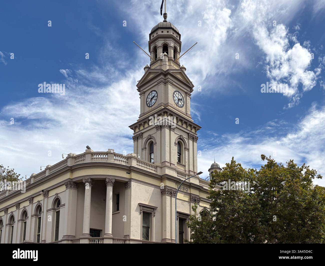 Architectural shot of Paddington Town Hall clock tower in Sydney ...