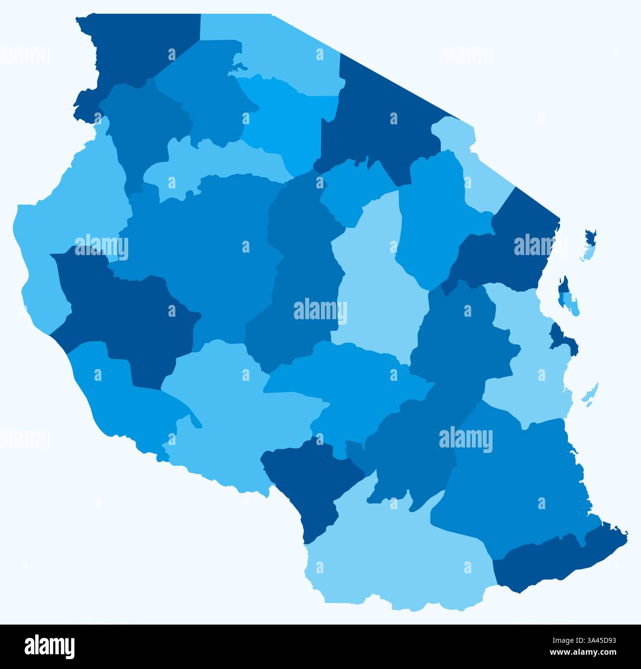 Map of Tanzania with regions. Just a simple country border map with ...