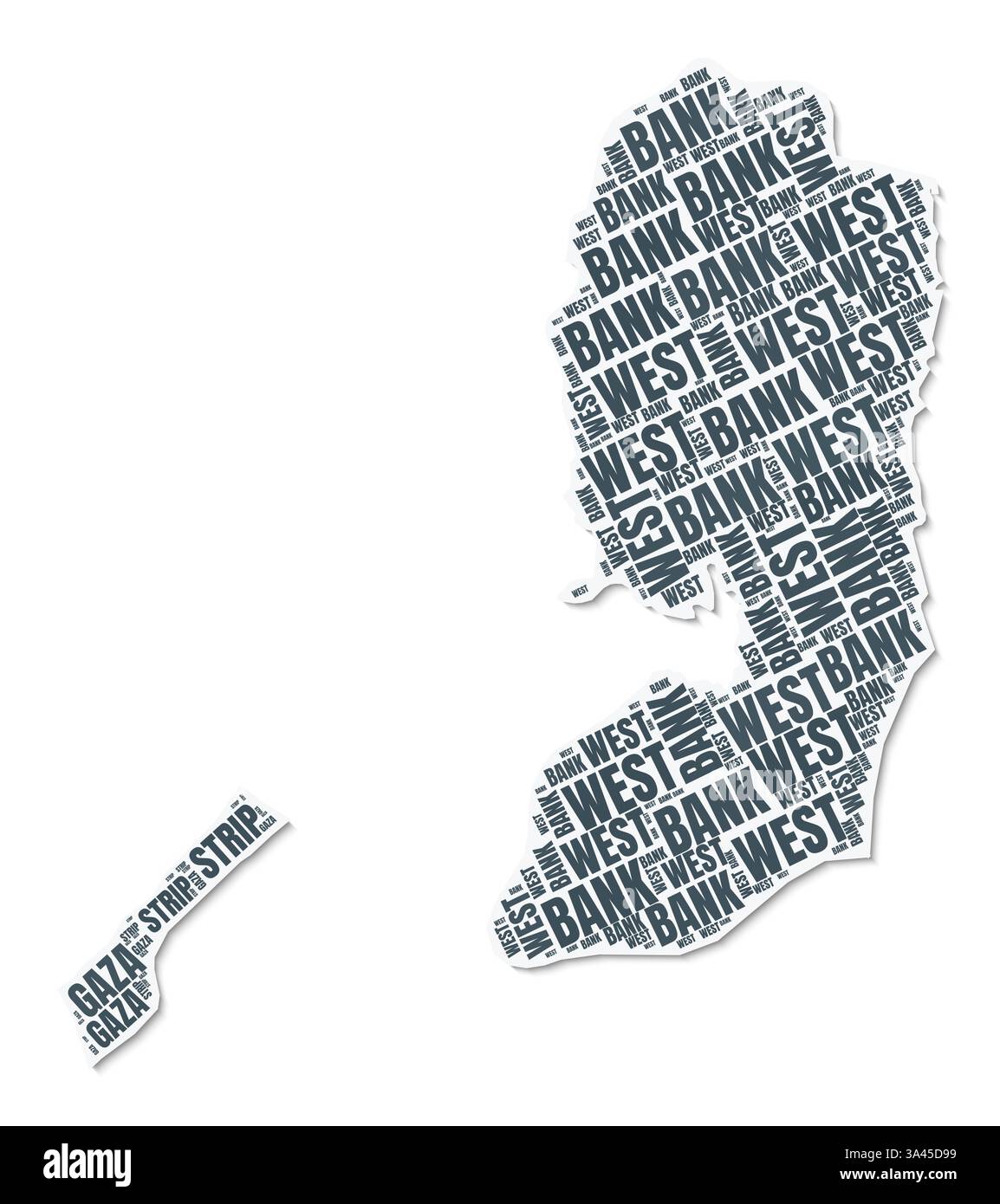Palestine shape text cloud. Country border with shadow on white ...