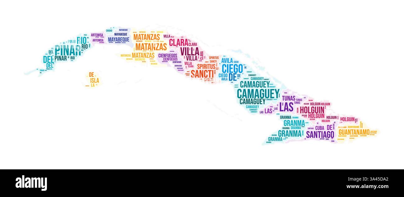 Cuba region word cloud. Country shape design. Cuba colored illustration ...