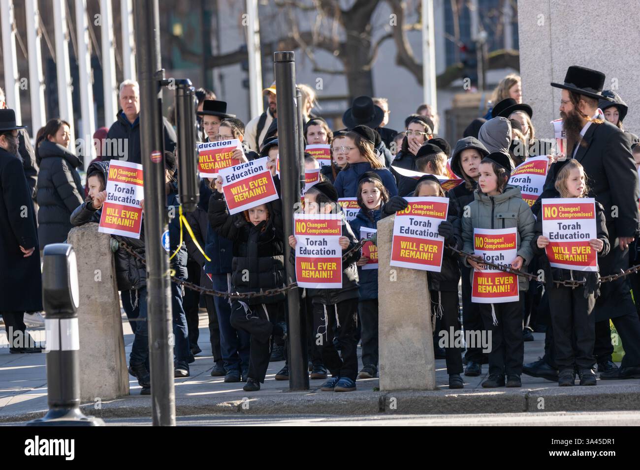 London, UK. 18th Mar, 2025. Demonstration by the strict Jewish Orthdox ...
