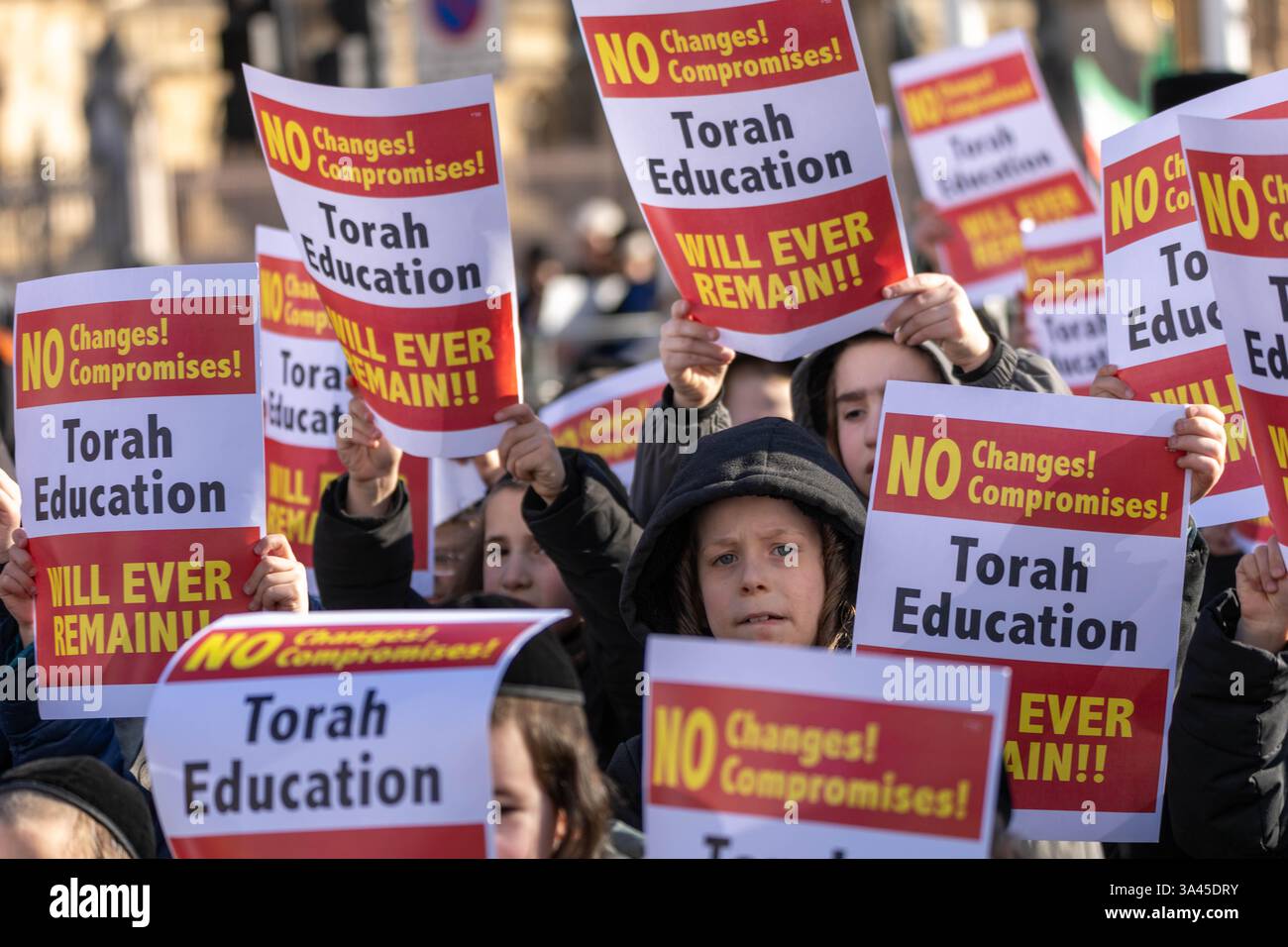 London, UK. 18th Mar, 2025. Demonstration by the strict Jewish Orthdox ...